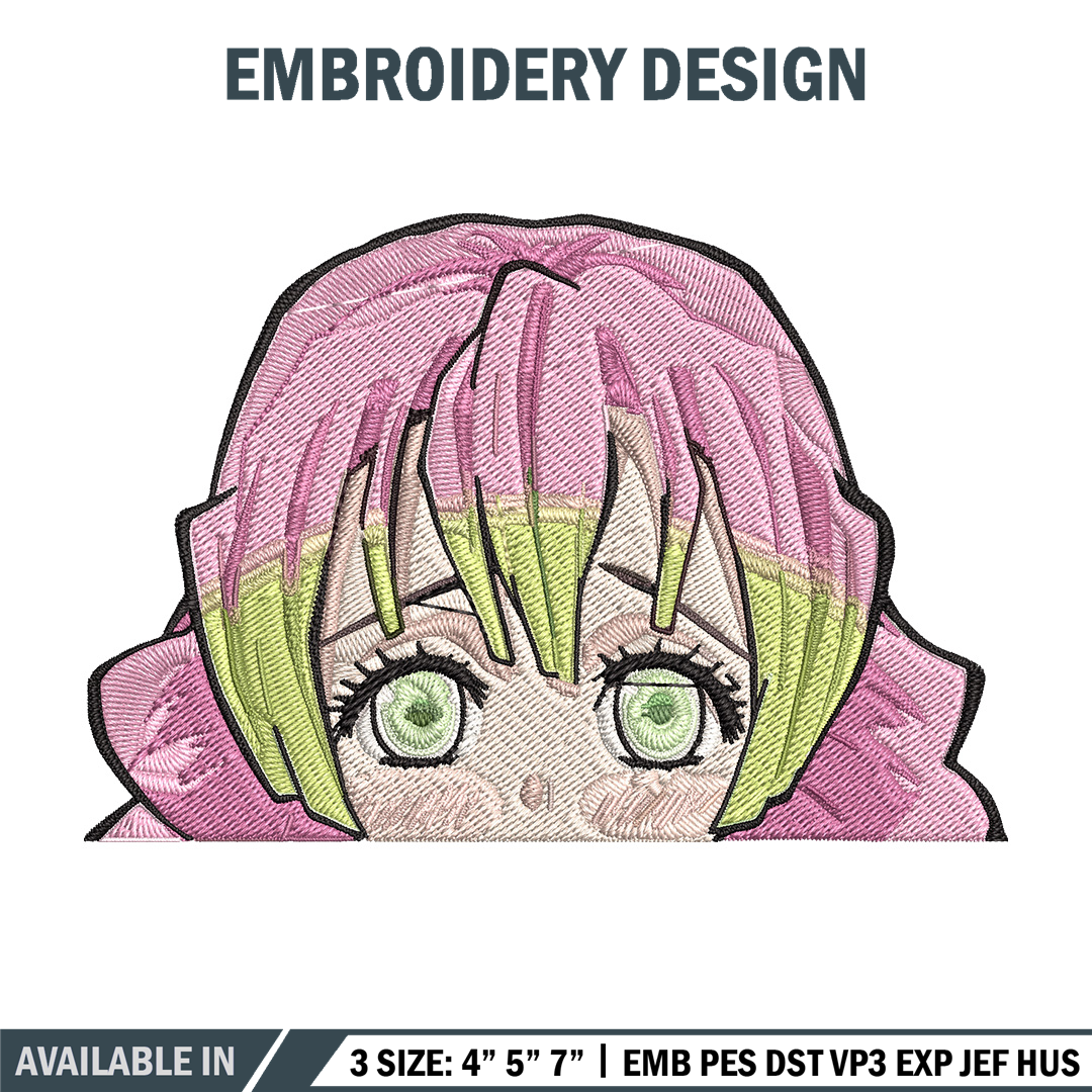Mitsuri Peeker Embroidery Design, Demon slayer Embroidery, E | Inspire ...