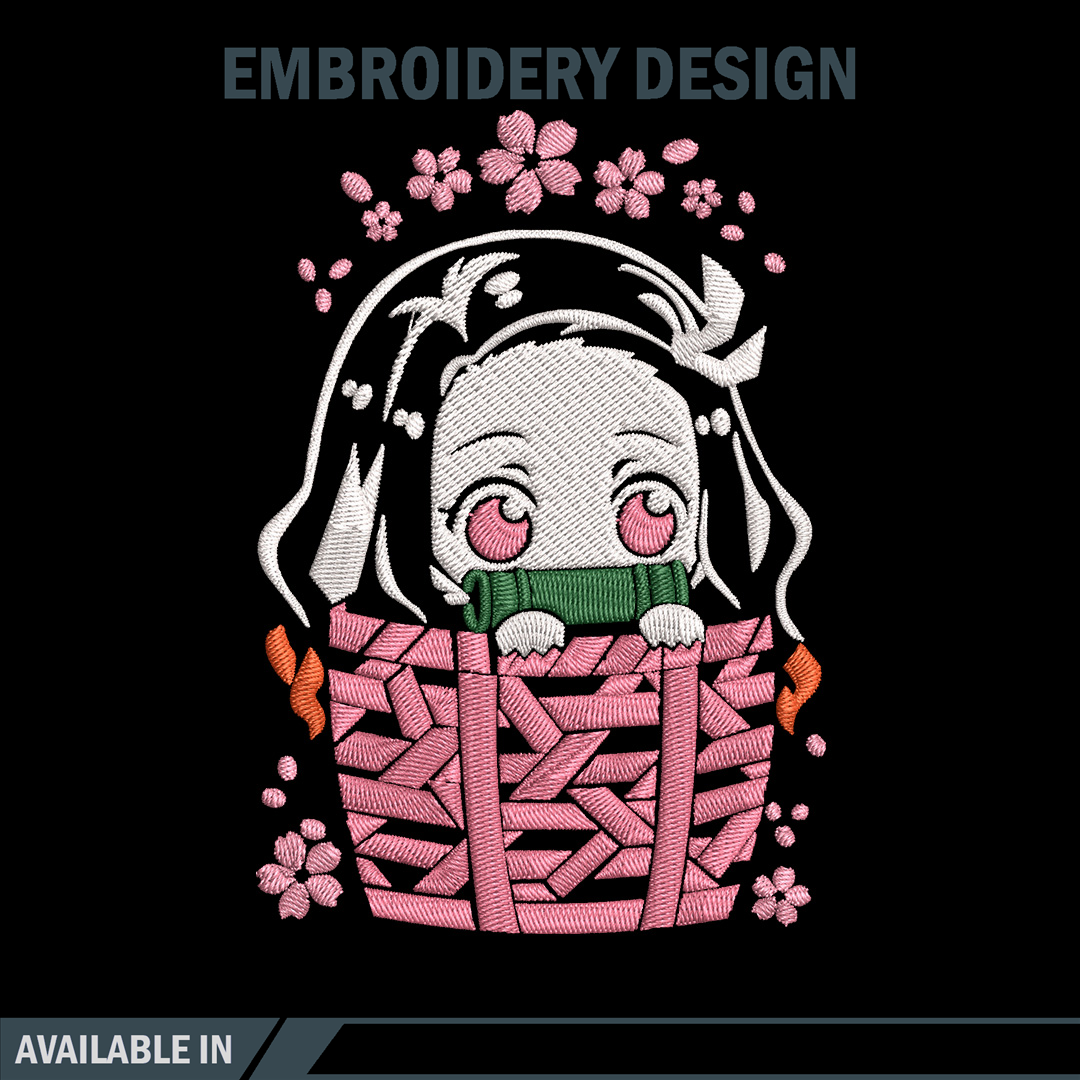 Nezuko chibi cute Embroidery Design, Demon slayer Embroidery - Inspire ...