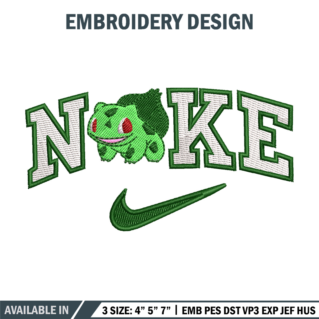Nike bulbasaur embroidery design, Pokemon embroidery, Nike d | Inspire ...