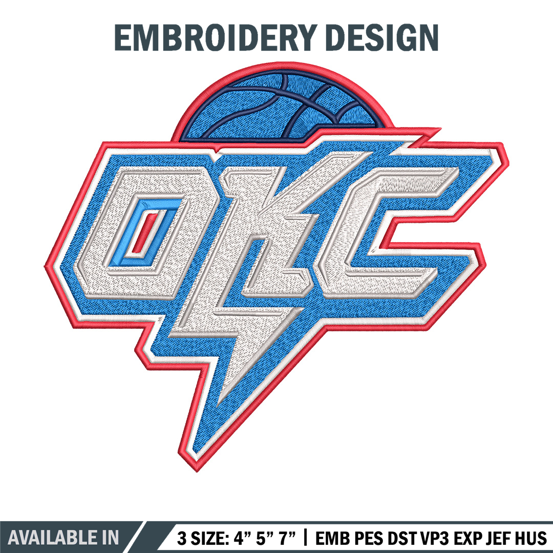 Oklahoma City Thunder logo embroidery design, NBA embroidery | Inspire ...