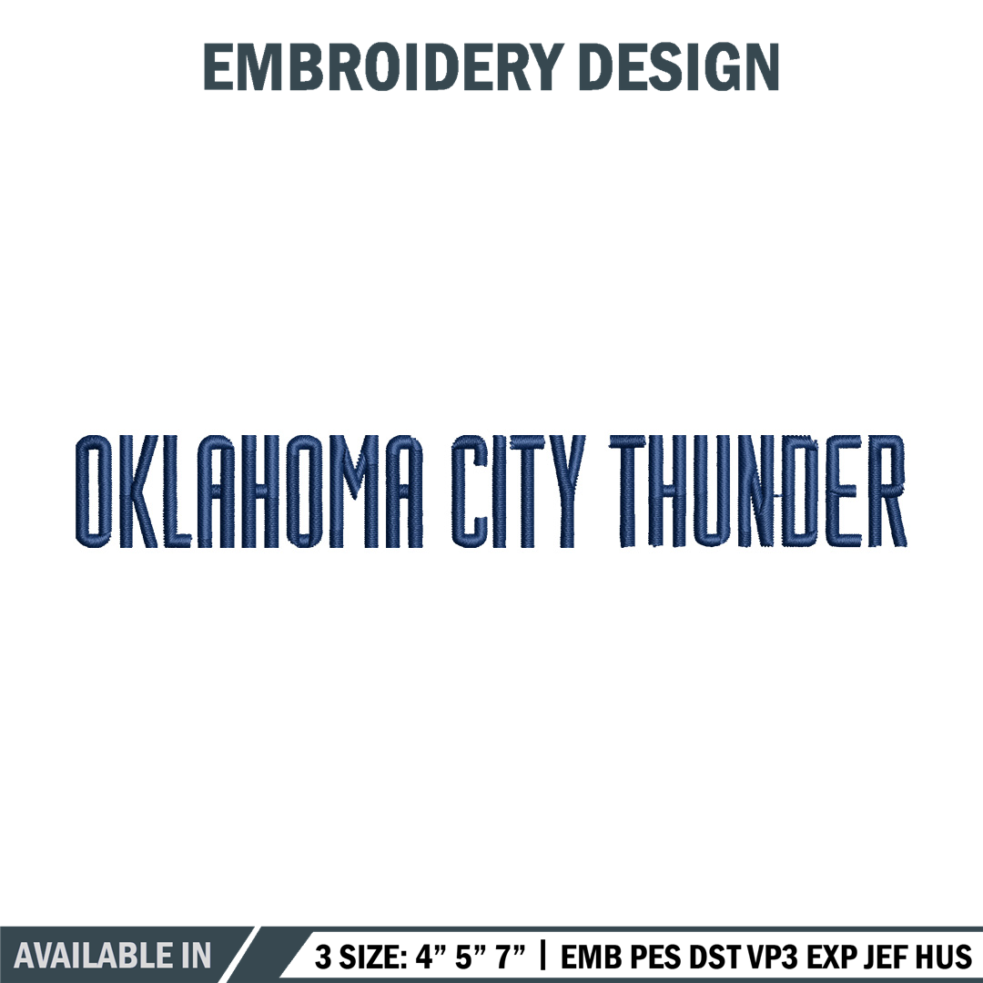 Oklahoma City Thunder logo embroidery design, NBA embroidery | Inspire ...