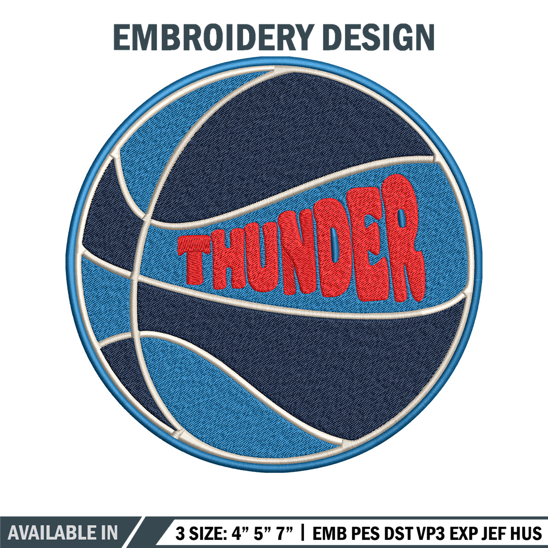 Oklahoma Thunder logo embroidery design,NBA embroidery, Spor | Inspire ...
