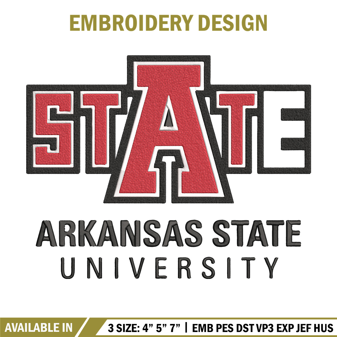 Arkansas State logo embroidery design, Sport embroidery, log | Inspire ...