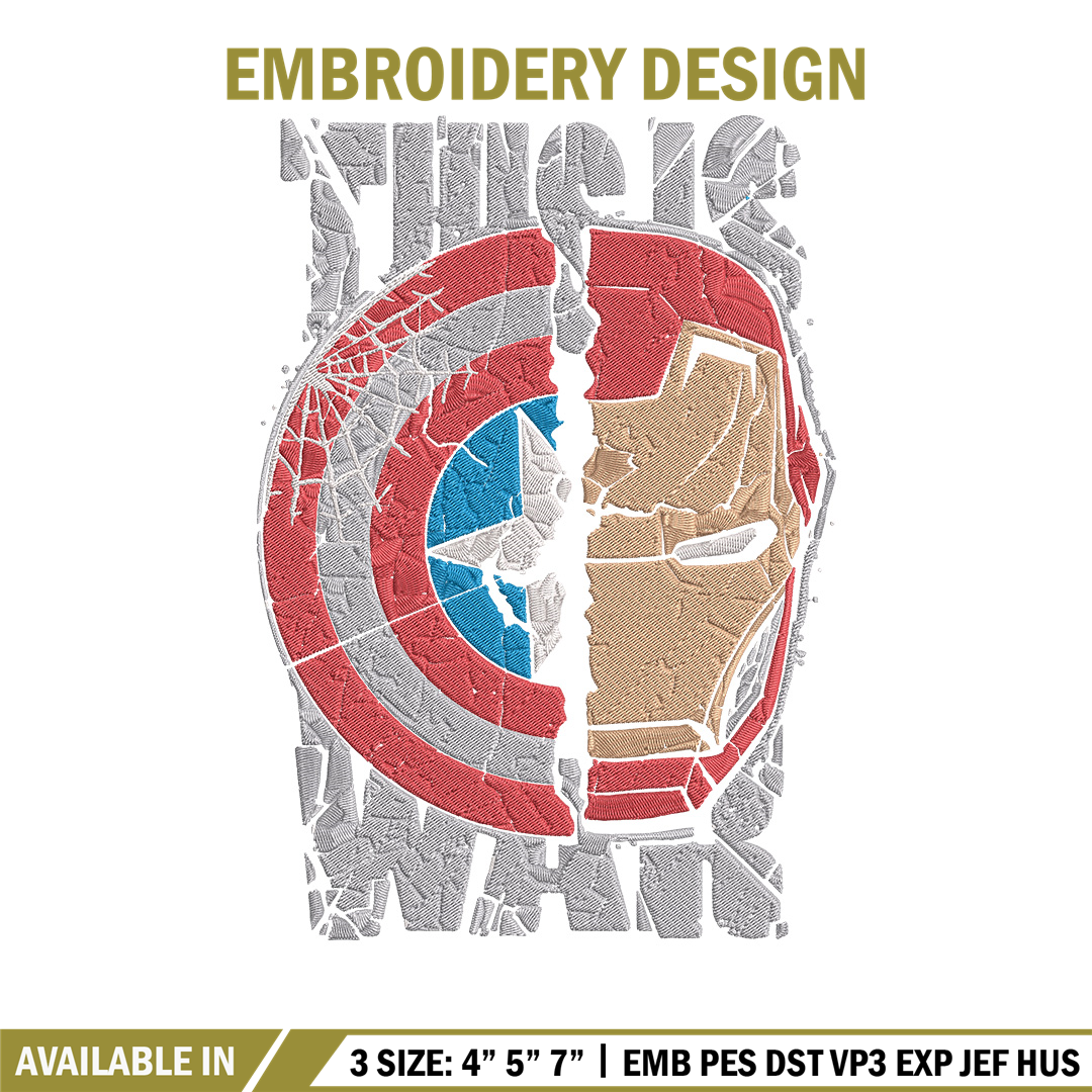 Captain x iron man Embroidery Design, Marvel Embroidery, Emb | Inspire ...