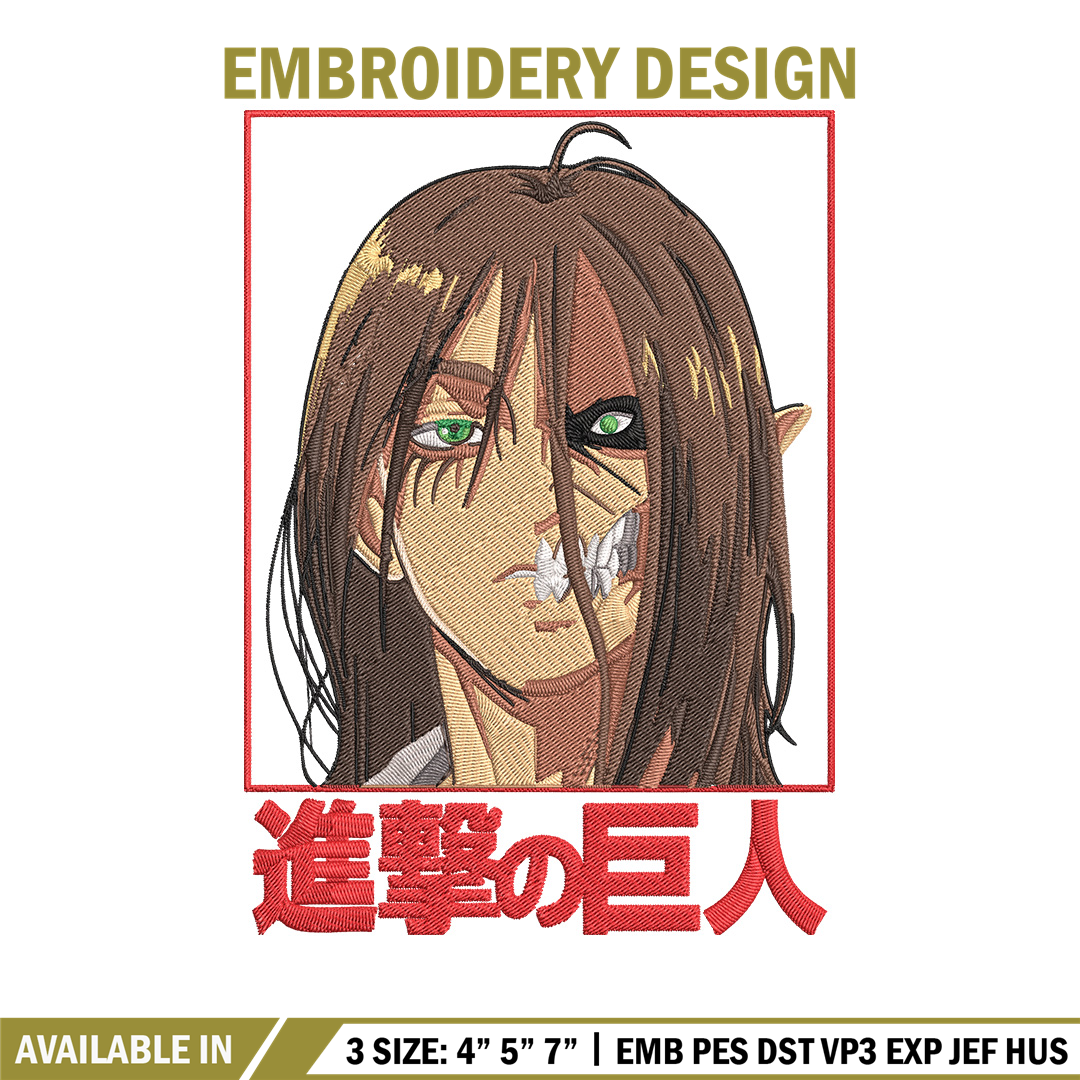 Eren titan poster Embroidery Design,Aot Embroidery, Embroide - Inspire ...