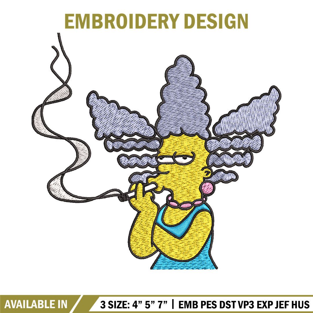 Marge Simpson Smoking Embroidery design, Marge Simpson Embro - Inspire ...