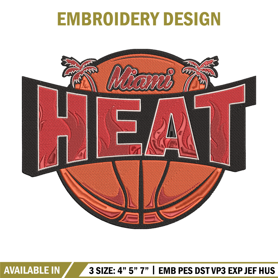 Miami Heat logo embroidery design, NBA embroidery, Sport emb | Inspire ...