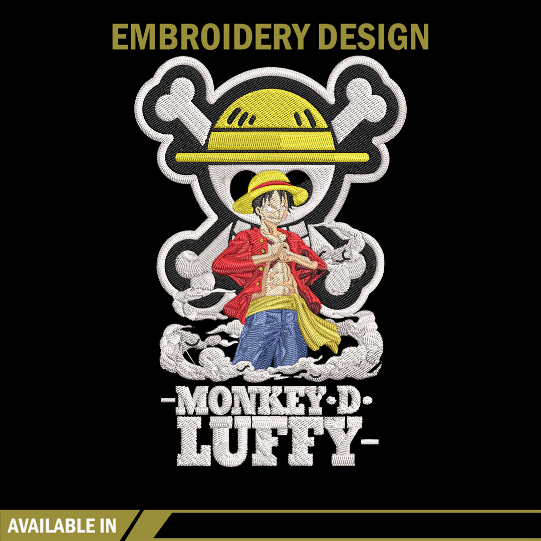 Monkey D Luffy Embroidery Design,One piece Embroidery, Embro - Inspire ...