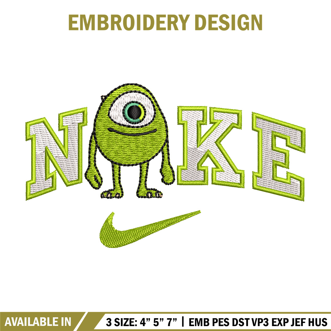 Nike x mike embroidery design, Disney monster embroidery, Ni - Inspire ...