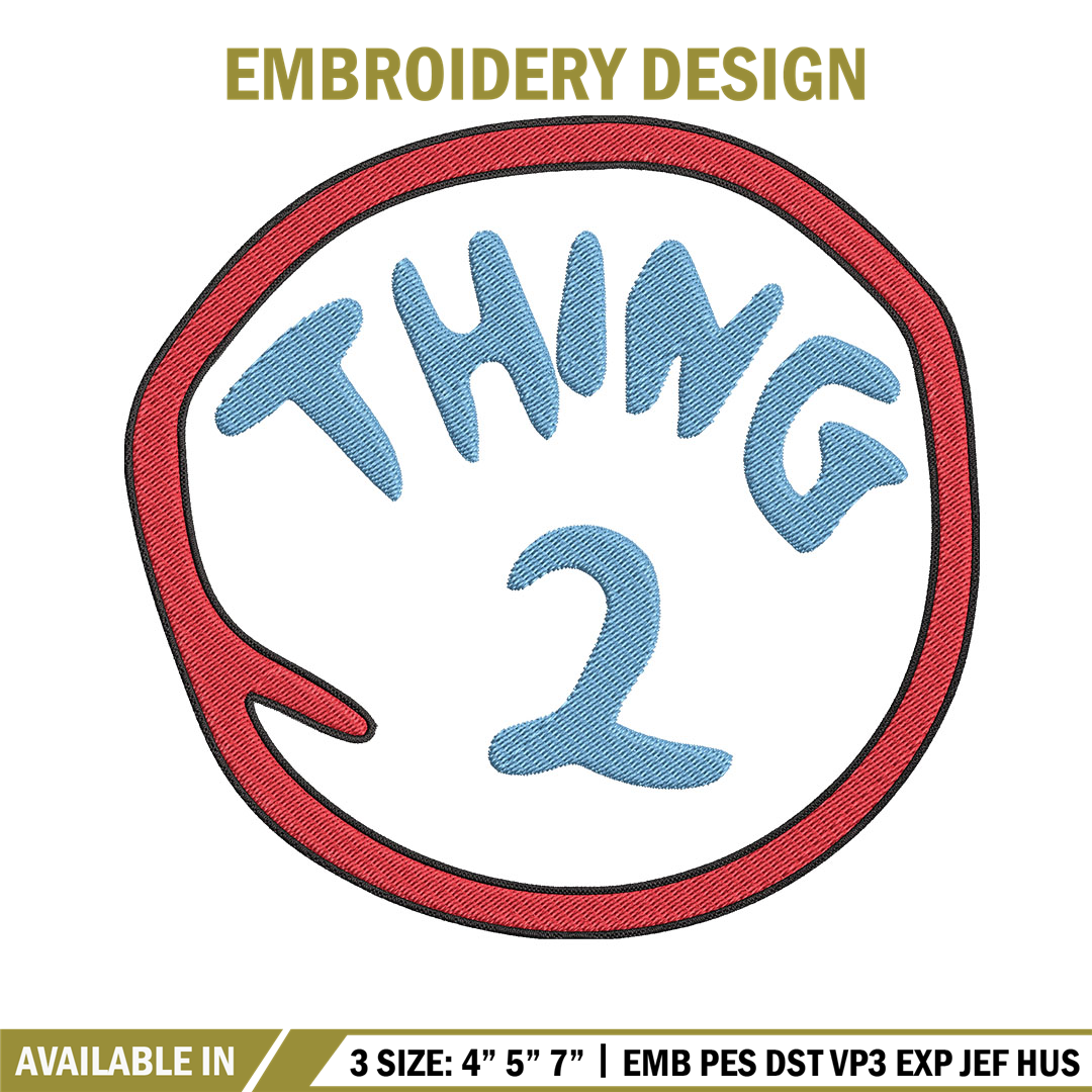 thing 2 logo Embroidery Design, Embroidery File, logo Embroi | Inspire ...