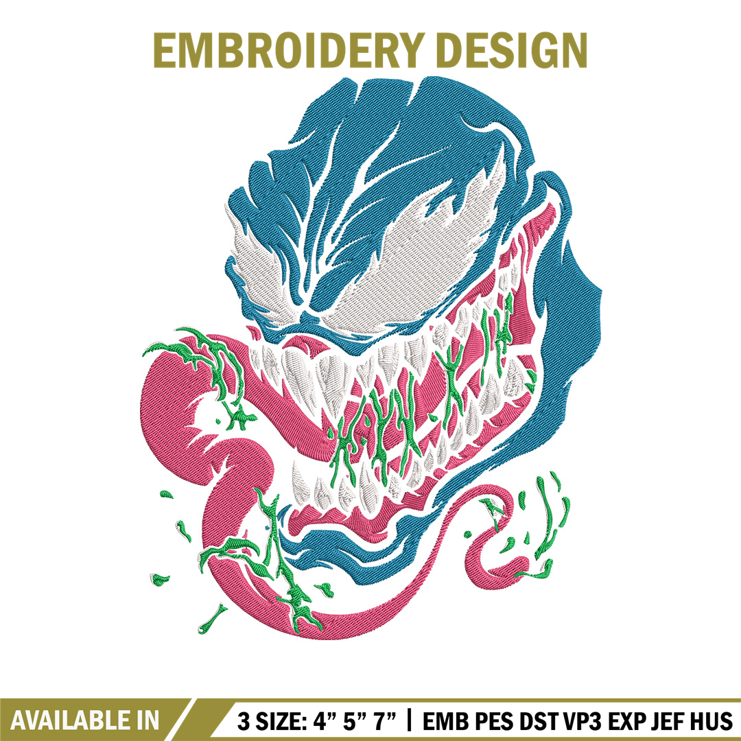 Venom face Embroidery Design, Venom Embroidery, Embroidery F | Inspire ...