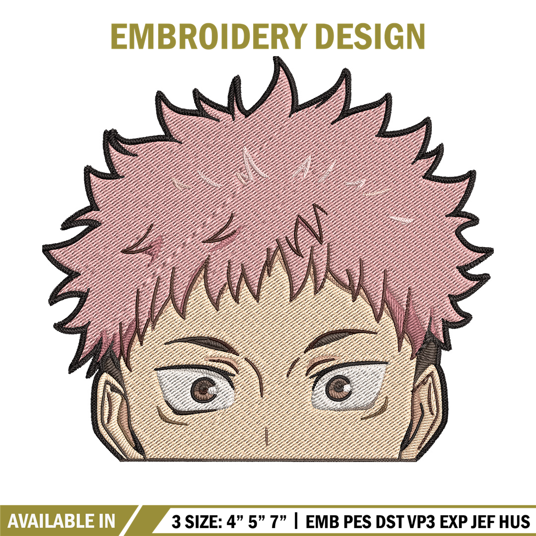 Yuji Peeker Embroidery Design, Jujutsu Embroidery, Embroider - Inspire ...