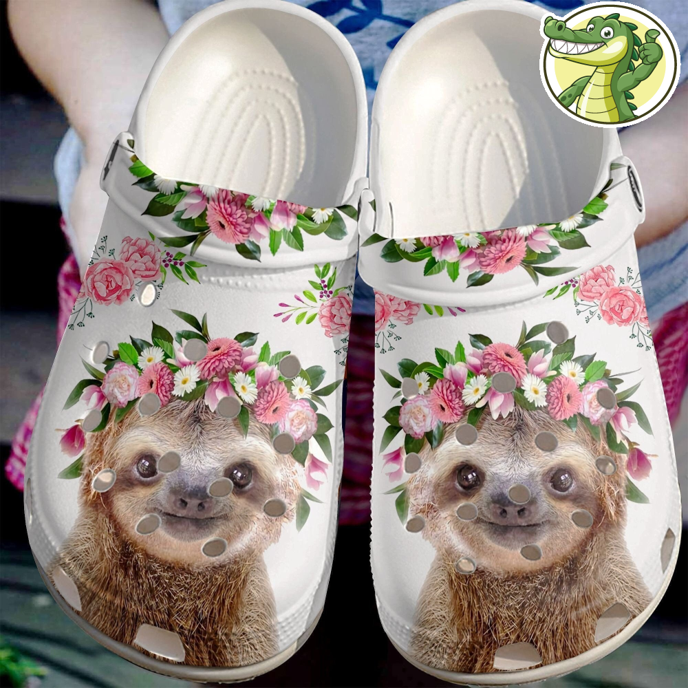 Personalized Beautiful Flower With Cute Sloth Clog, Crocs Cl | Inspire ...