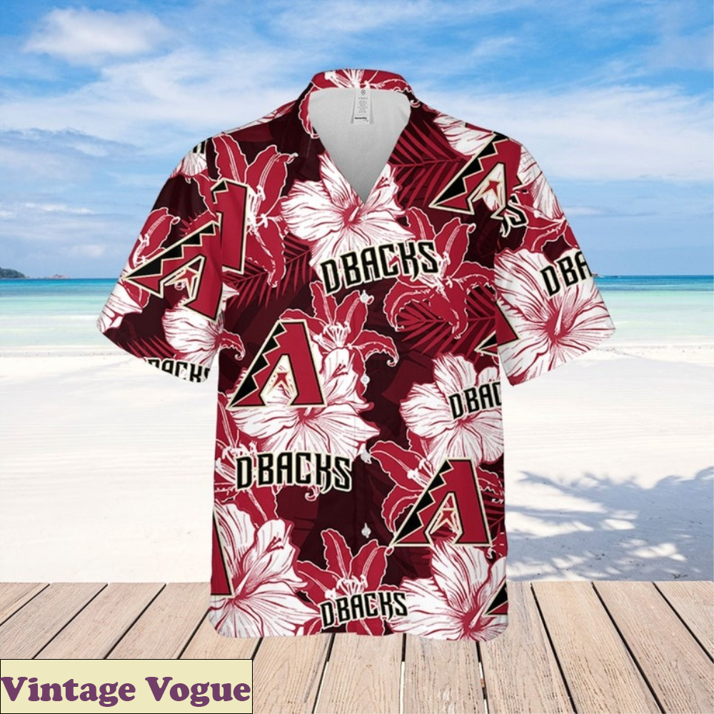 Diamondbacks Hibiscus Pattern Flowers Red Aloha Shirt | Inspire Uplift