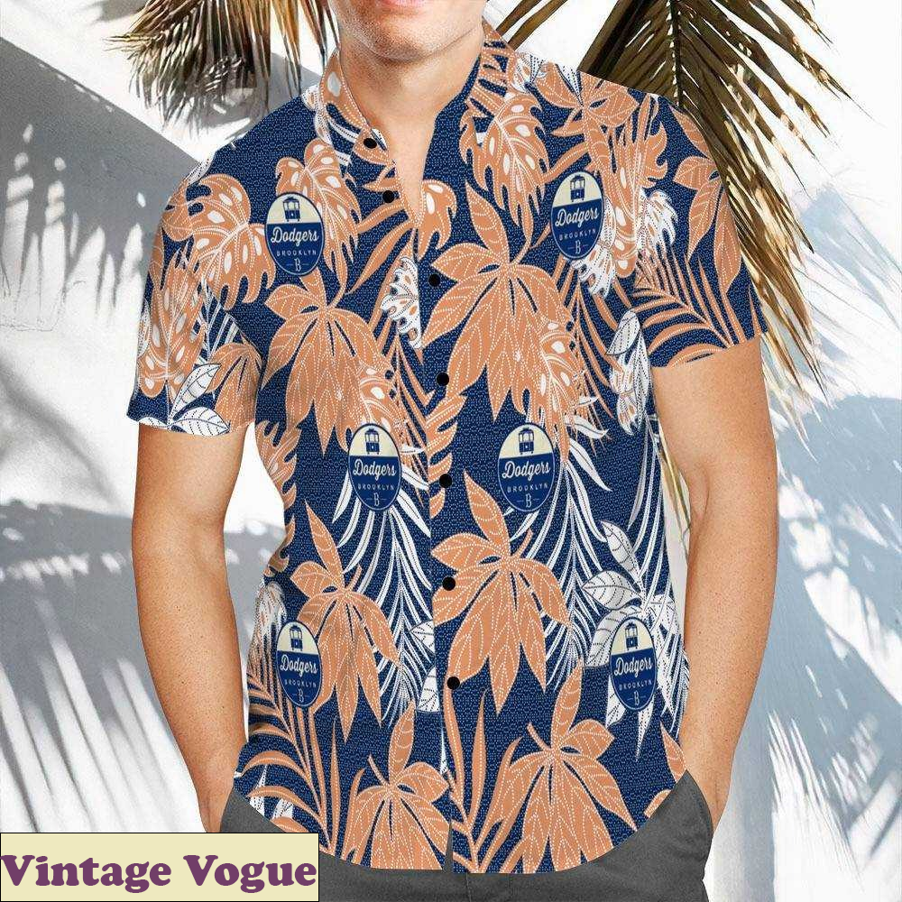 Dodgers Blue Leaves Aloha Shirt, LA Dodgers Aloha Shirt | Inspire Uplift