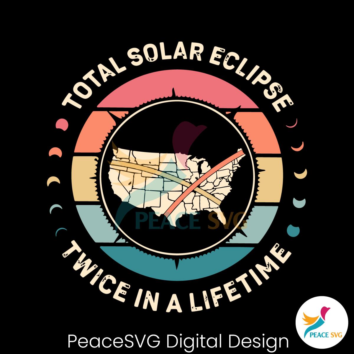 Vintage Total Solar Eclipse USA Map SVG | Inspire Uplift