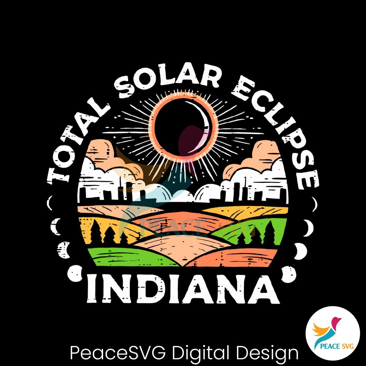 Retro Total Solar Eclipse Indiana 2024 SVG | Inspire Uplift
