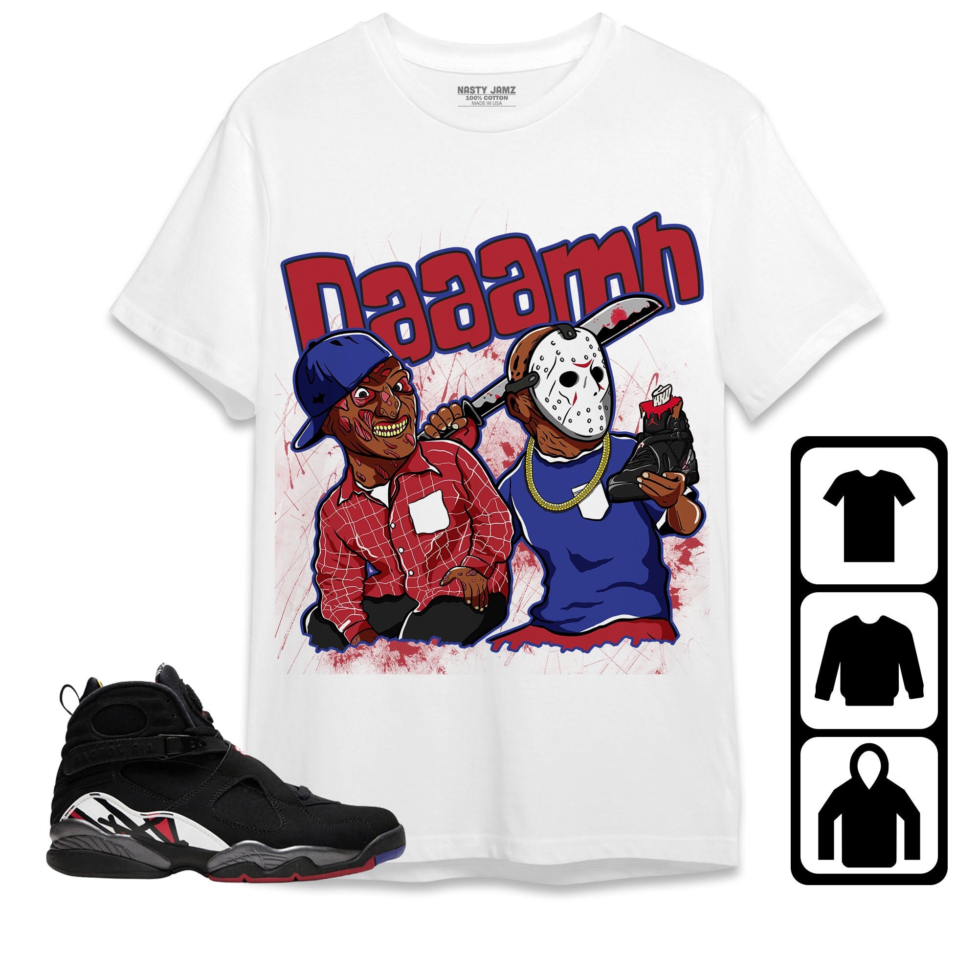 Daaamn Friday The 13th Unisex Tees Jordan 8 Playoffs Match T - Inspire ...