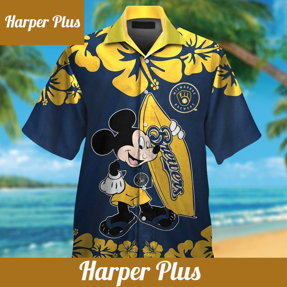Milwaukee Brewers Mickey Mouse Short Sleeve Button Up Tropic | Inspire ...