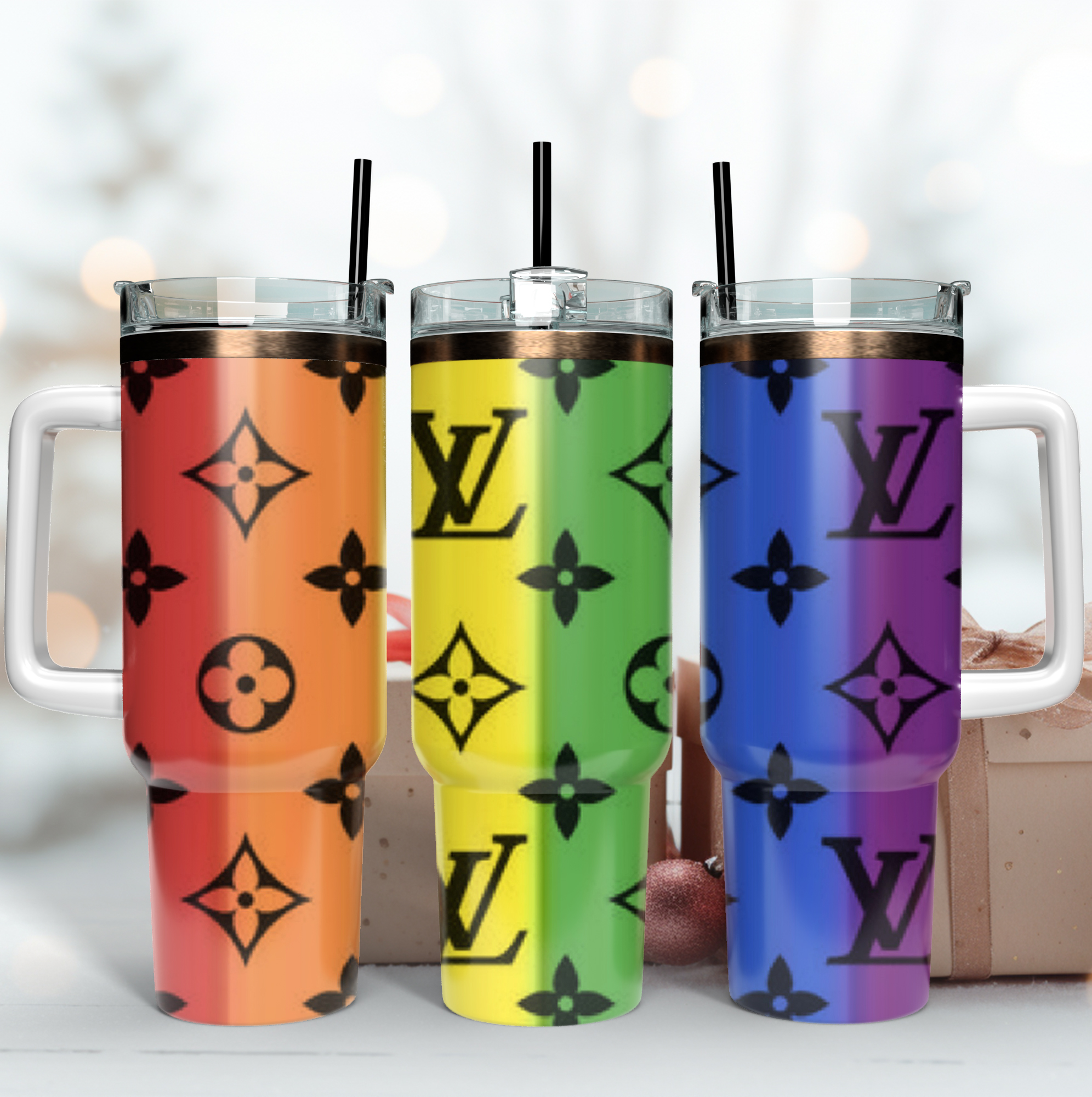 Rainbow LV Pattern 40Oz Tumbler Wrap, Brand Logo Tumbler | Inspire Uplift