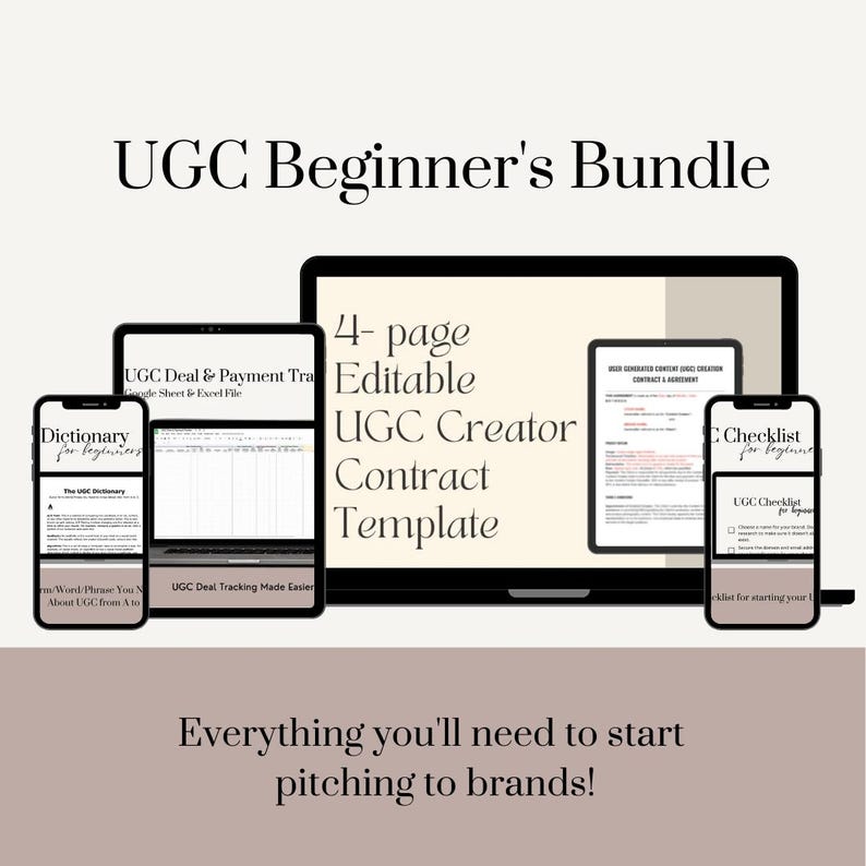 UGC Beginner's Bundle, UGC Contract, UGC Contract Template, | Inspire Uplift