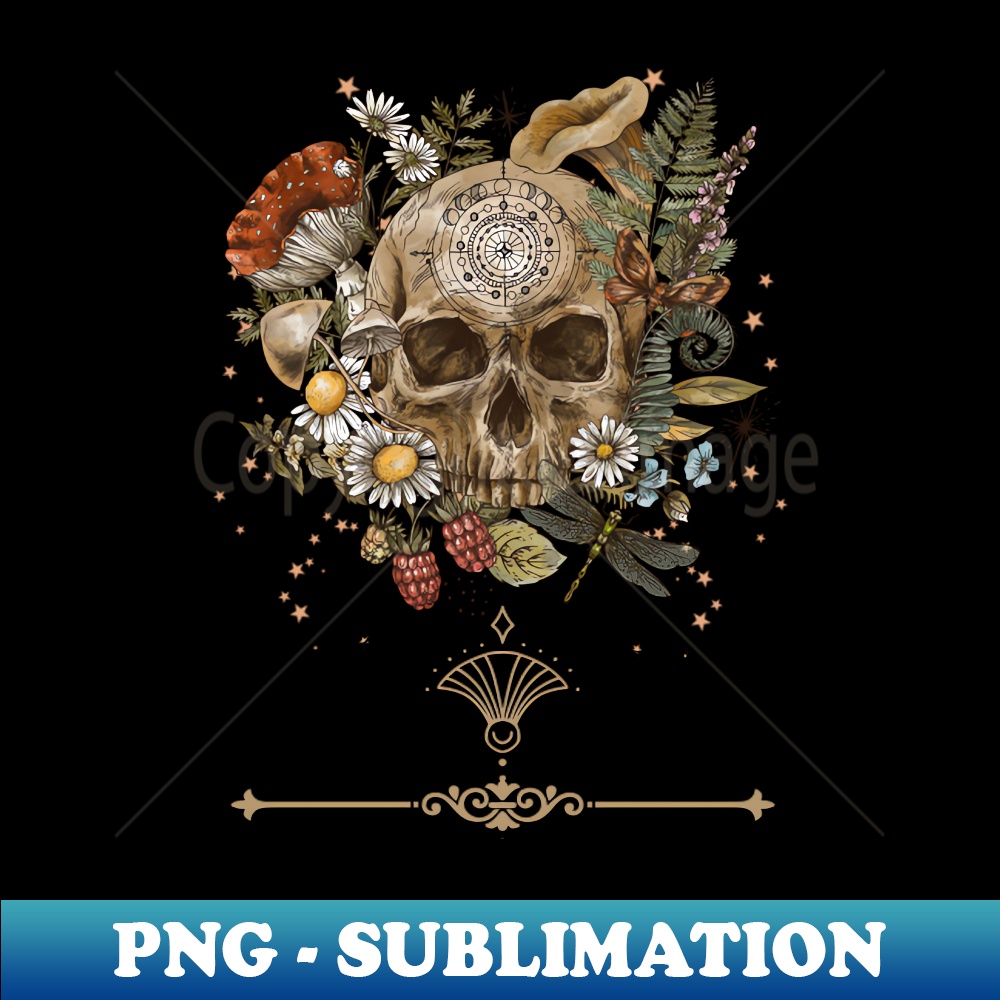 Plant Lover Witch Botanical Skull Gear - Sublimation-Ready P | Inspire ...