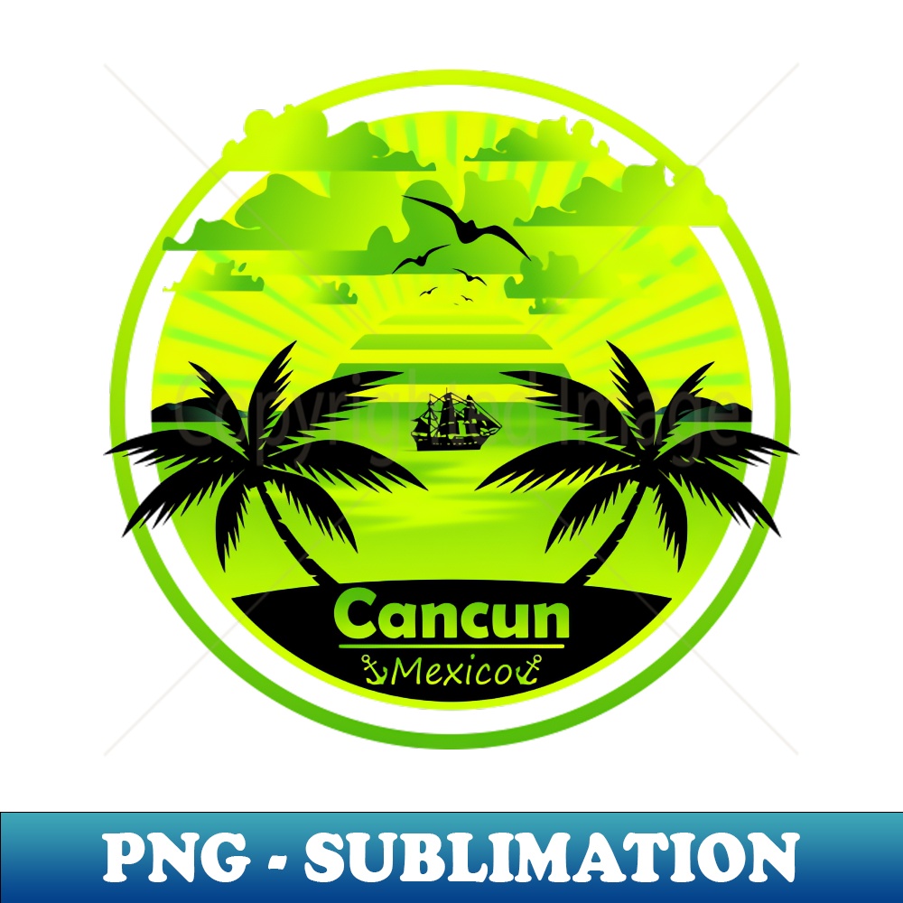 Cancun Beach Mexico Palm Trees Sunset Summer - Retro PNG Sub | Inspire ...