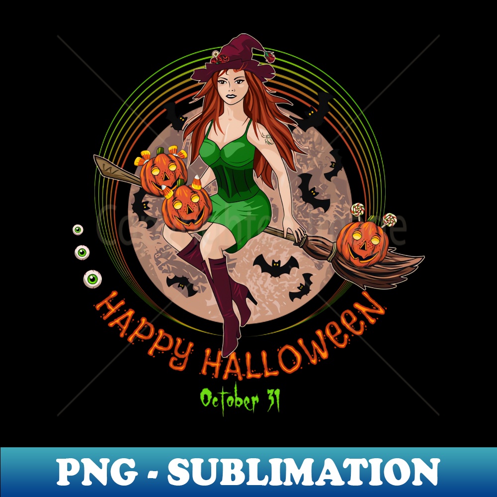 Pretty witch flying on broomstick - Stylish Sublimation Digi | Inspire ...