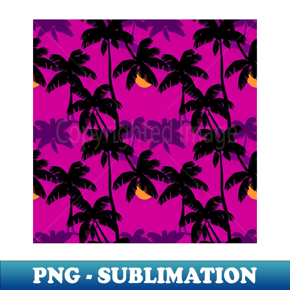 Violet Oasis with Palm Silhouettes - Aesthetic Sublimation D | Inspire ...