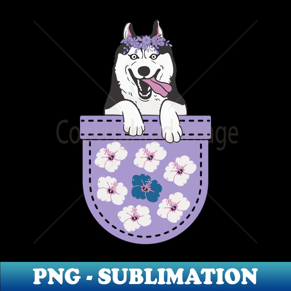 Siberian Husky Dog in Spring Flower Pocket - Signature Subli | Inspire ...