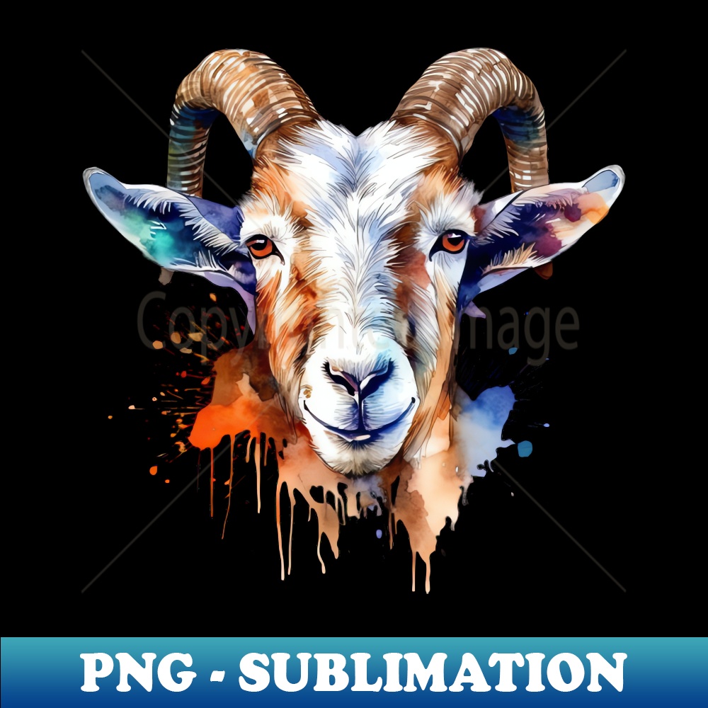 Goat Cute Face Horns Watercolor - Modern Sublimation PNG Fil | Inspire ...