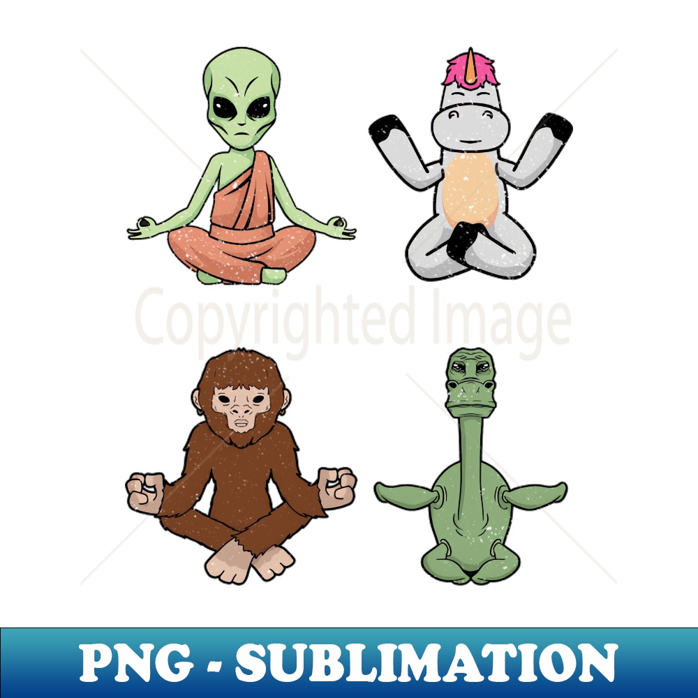 Alien Meditating Bigfoot Unicorn Loch Ness Cryptid - Trendy | Inspire ...
