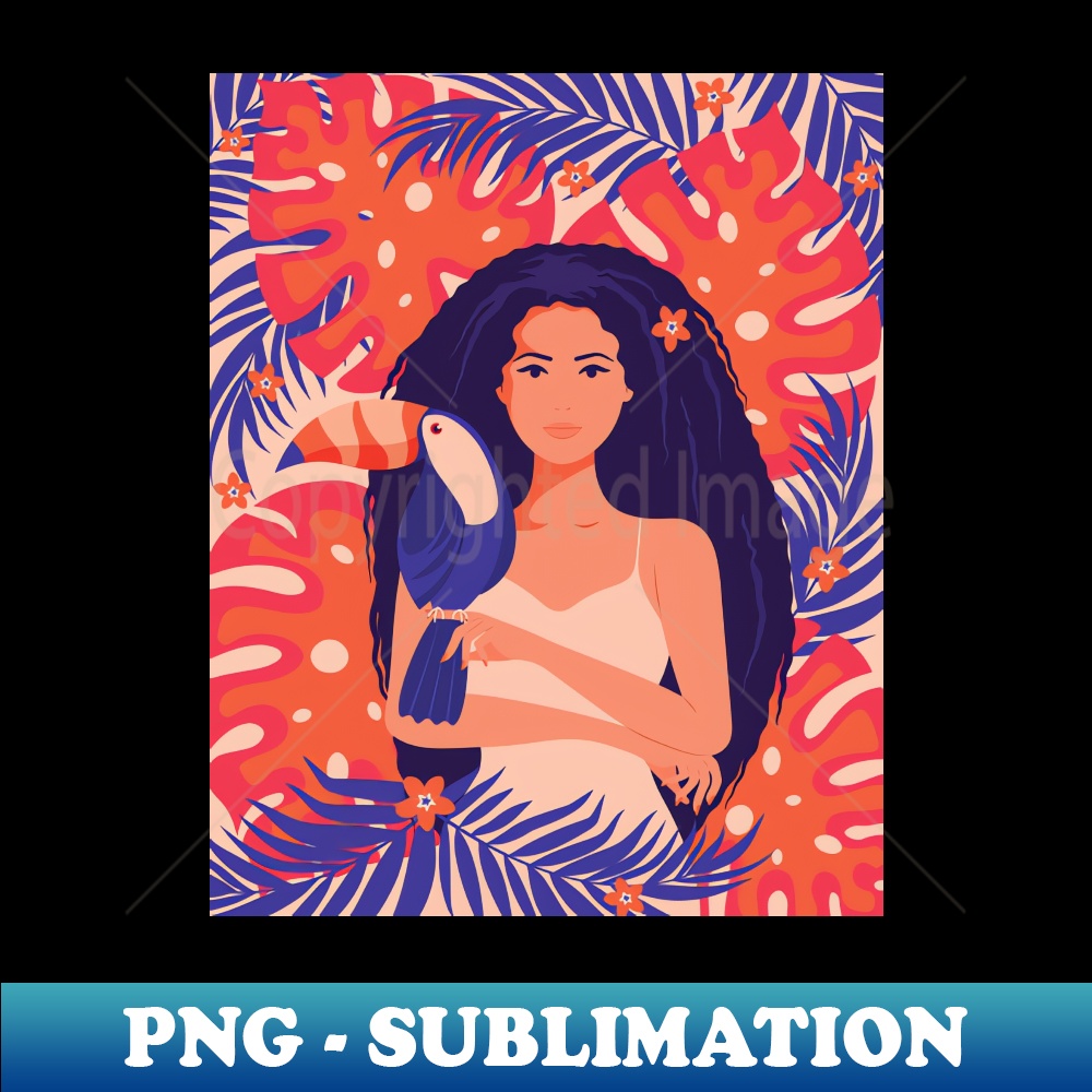 Tropical Girl with her Toucan Friend - PNG Sublimation Digit | Inspire ...