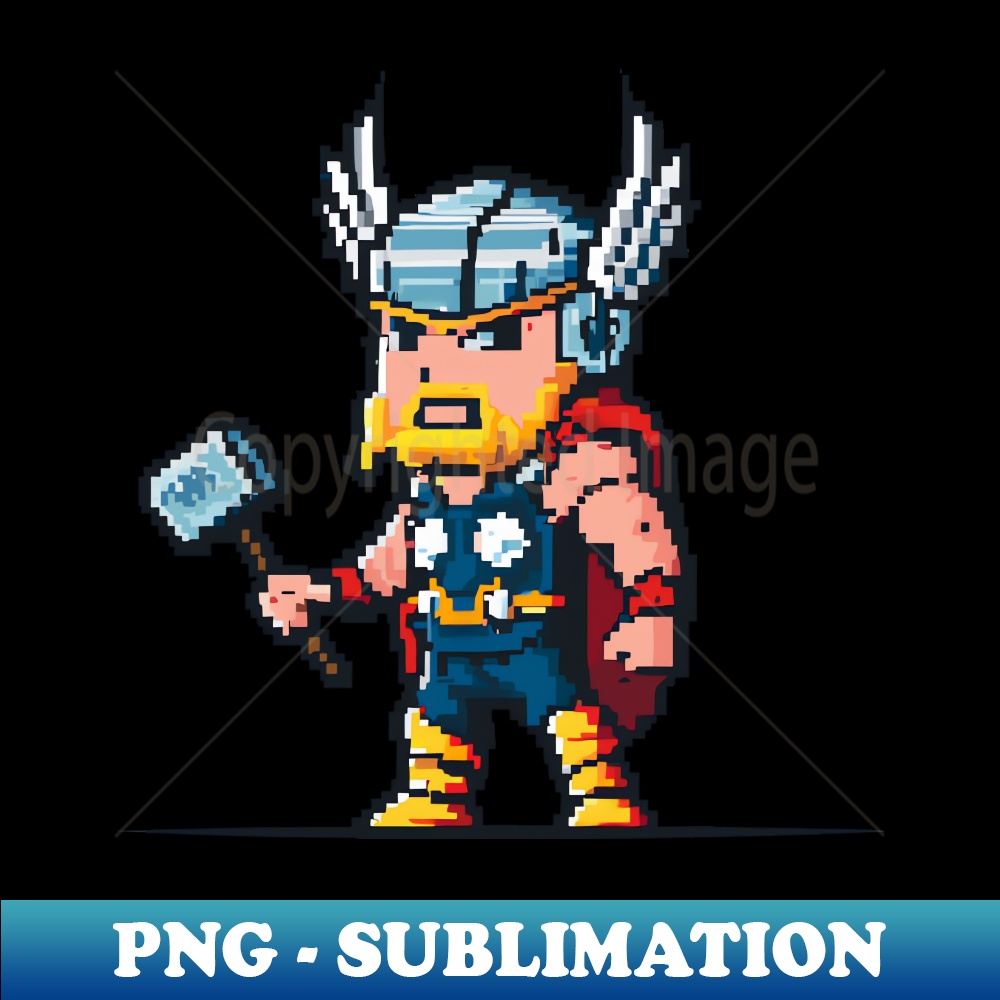 Thor Pixel Art - Retro PNG Sublimation Digital Download - Bo - Inspire ...