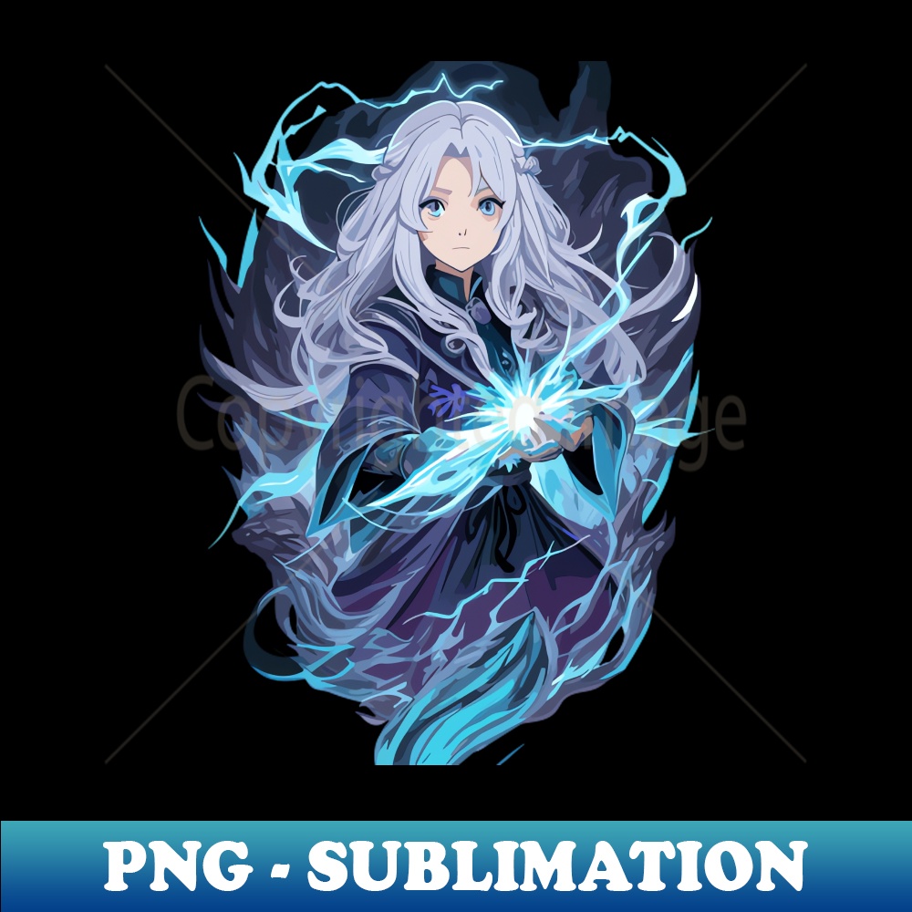 White haired anime girl using lighting type magic T-Shirt De - Inspire ...