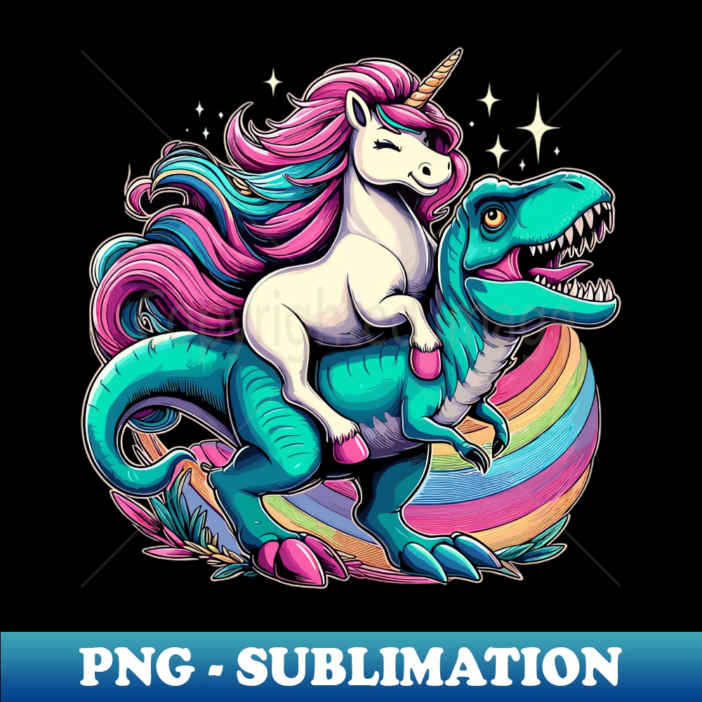 Unicorn Riding Dinosaur Trex Lover - PNG Transparent Sublima | Inspire ...