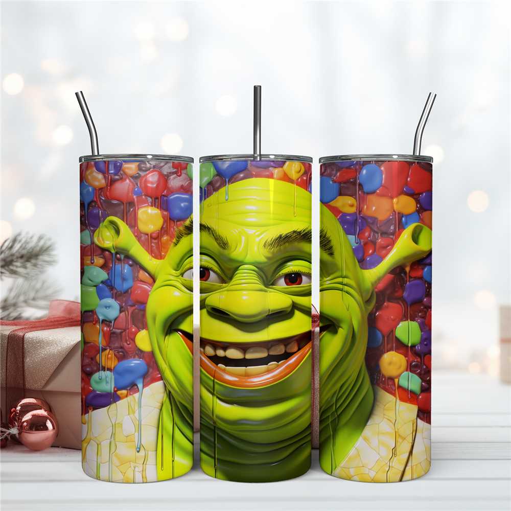 3D Inflated Shrek Tumbler Design, Shrek Wrap 20oz, 20oz Skin - Inspire ...