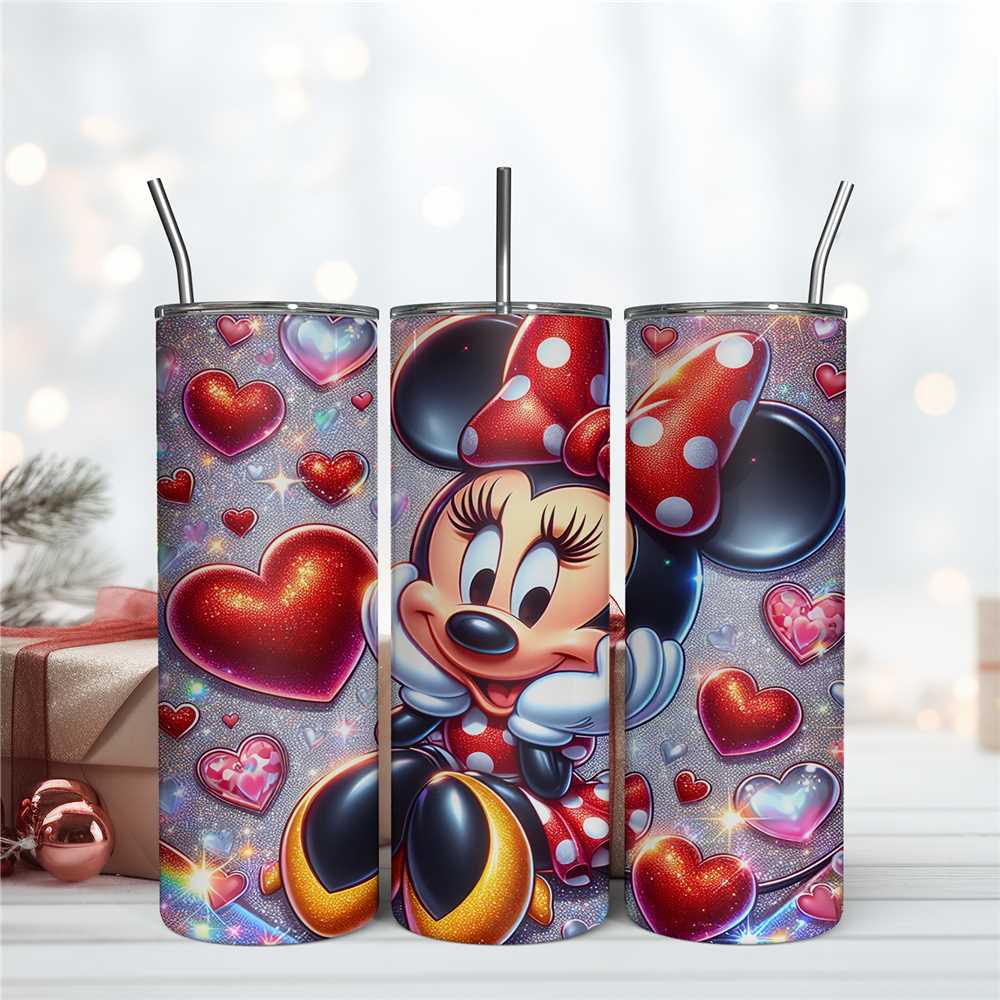 Valentine Minnie Mouse Cartoon Character 20oz Skinny Tumbler | Inspire ...
