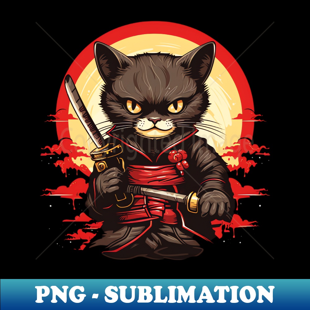 Japanese samurai cat tattoo kawaii ninja cat - Premium PNG S | Inspire ...