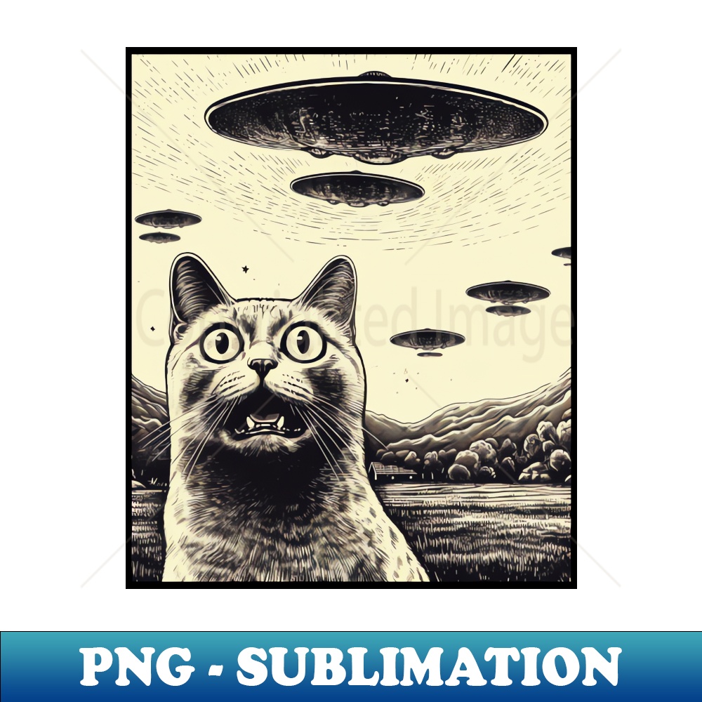 Cat UFO Invasion Witness - Aesthetic Sublimation Digital Fil - Inspire ...
