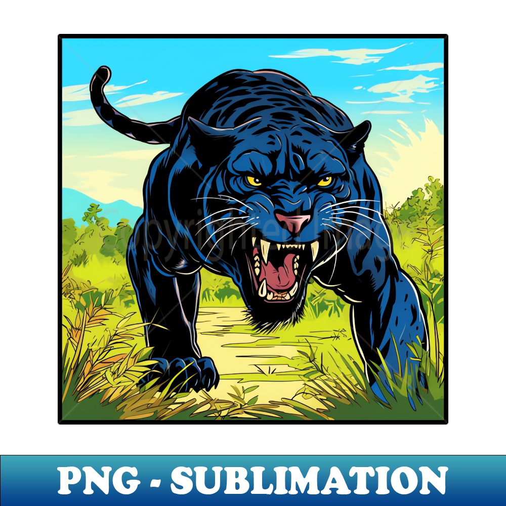Wild Black Panther Cartoon Vintage Comics Style Drawing - Un | Inspire ...