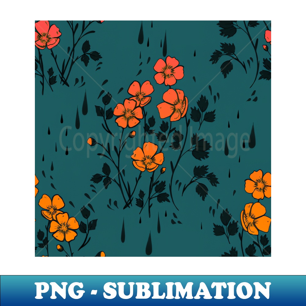 Orange and Blue Floral Pattern - PNG Transparent Sublimation | Inspire ...