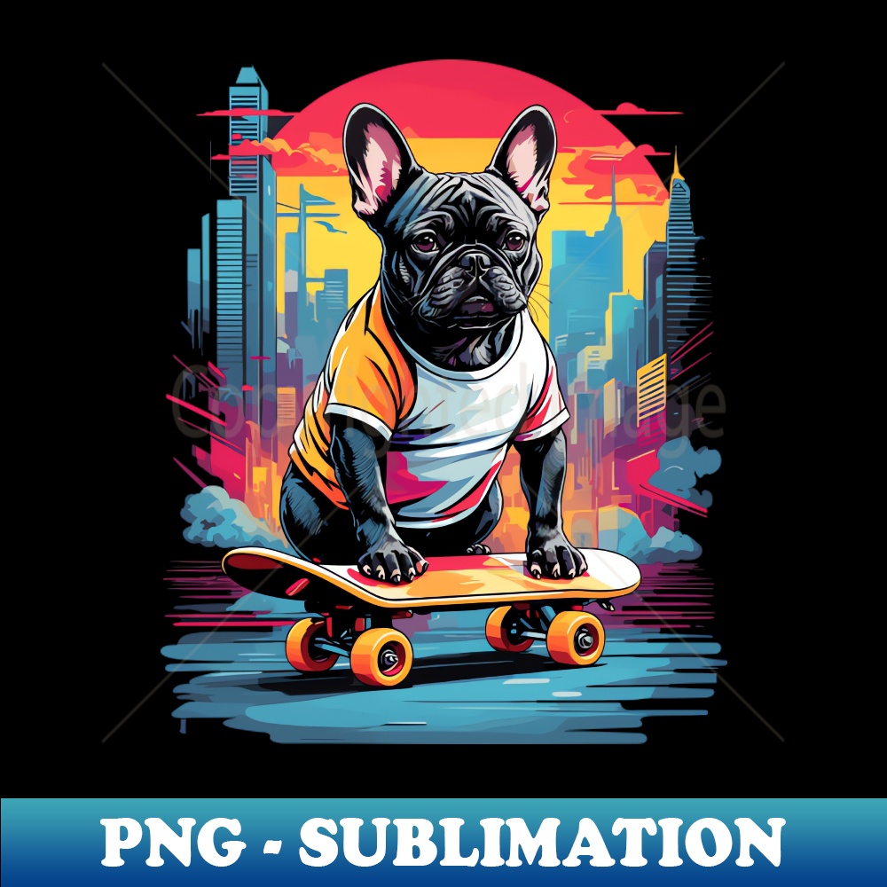 French bulldog riding a skateboard - Premium Sublimation Dig | Inspire ...