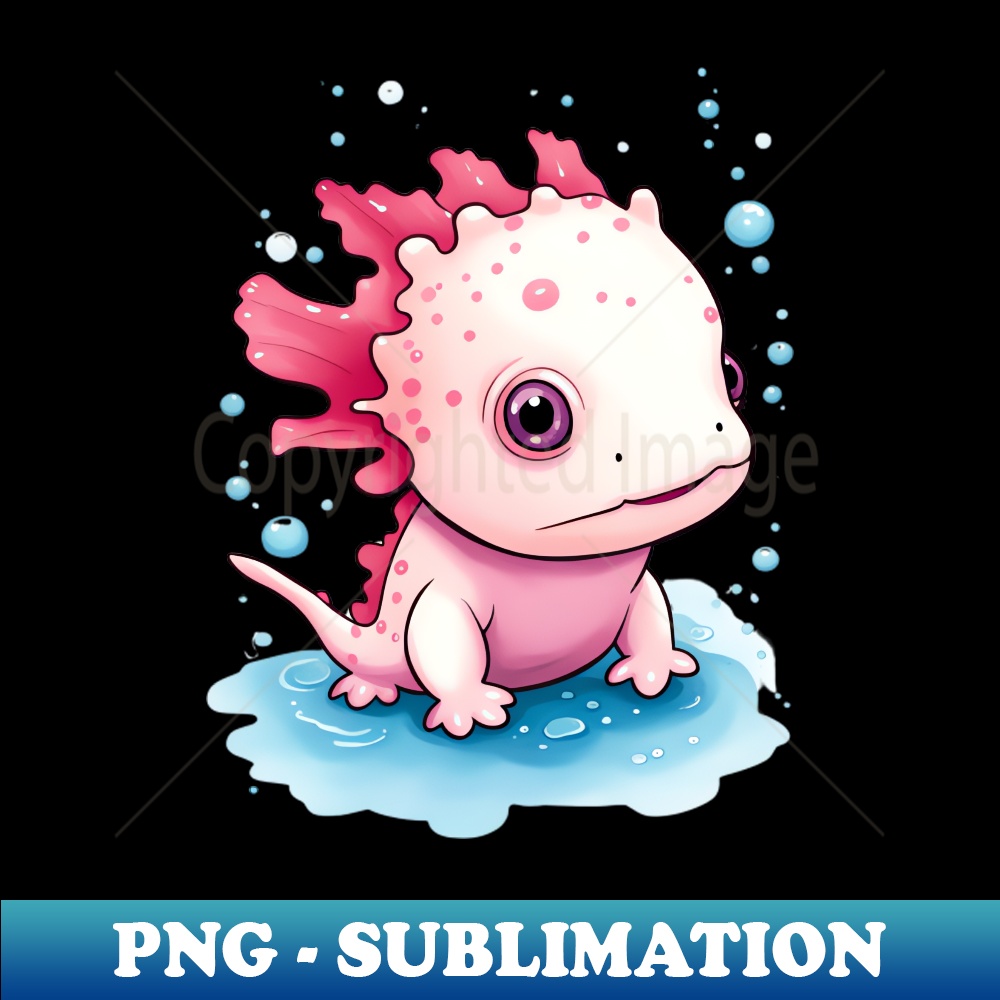 Chibi Axolotl - Adorable Aquatic Creature - Instant PNG Subl | Inspire ...