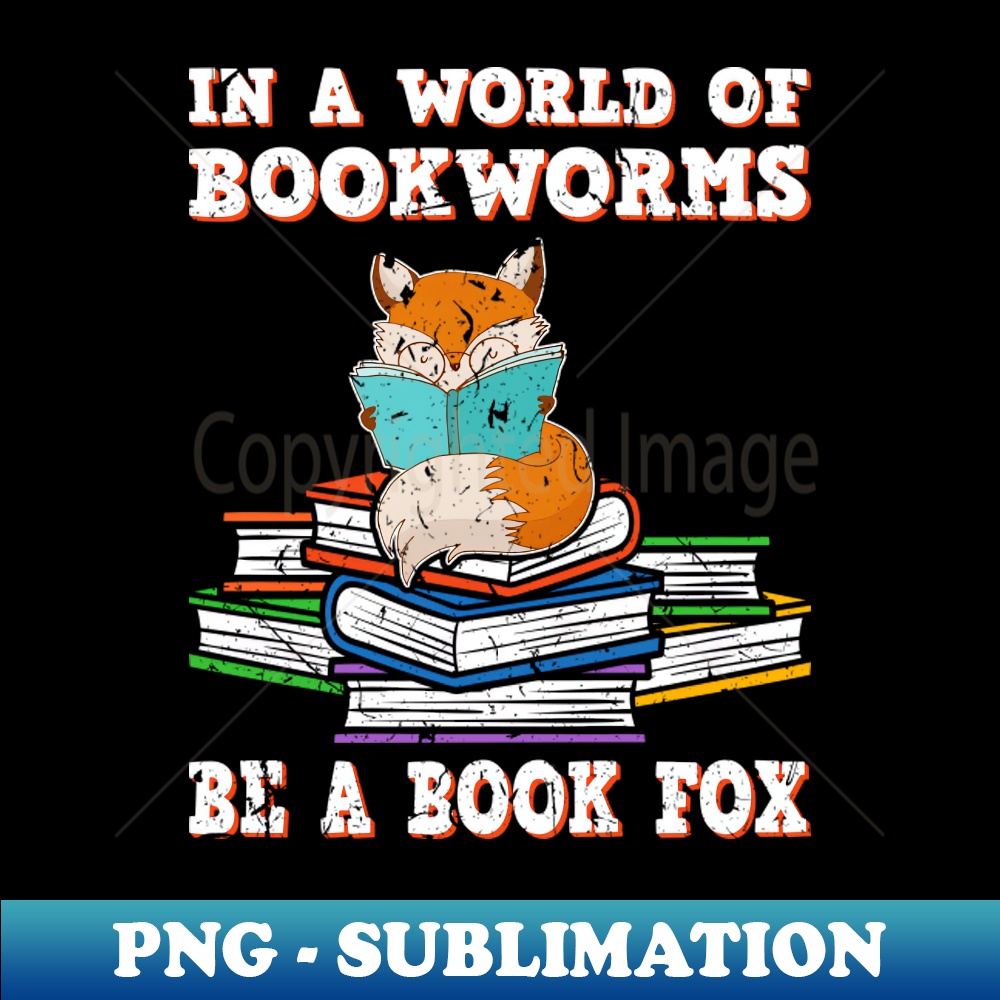 Bookworm Funny Reading Book Fox Reader - Retro PNG Sublimati | Inspire ...