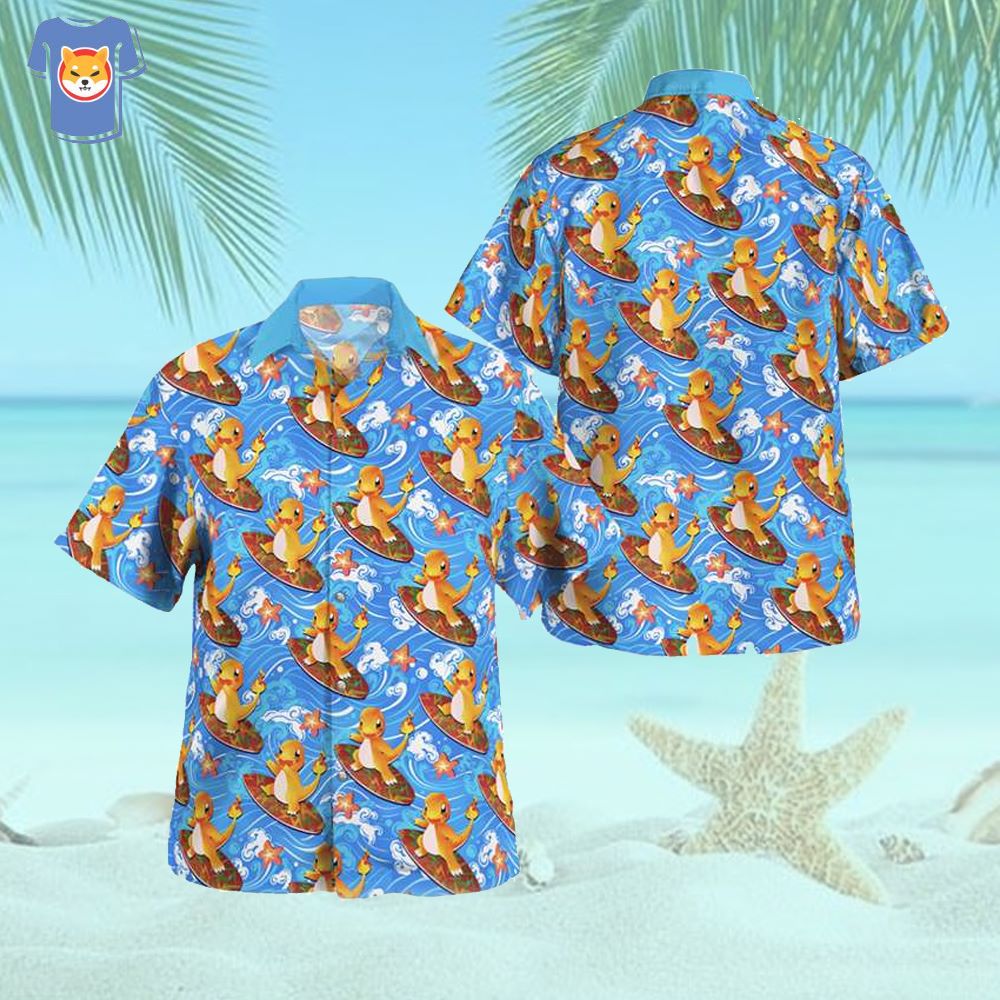 Charmander Surfing Beach Pokemon Hawaiian Shirt | Inspire Uplift