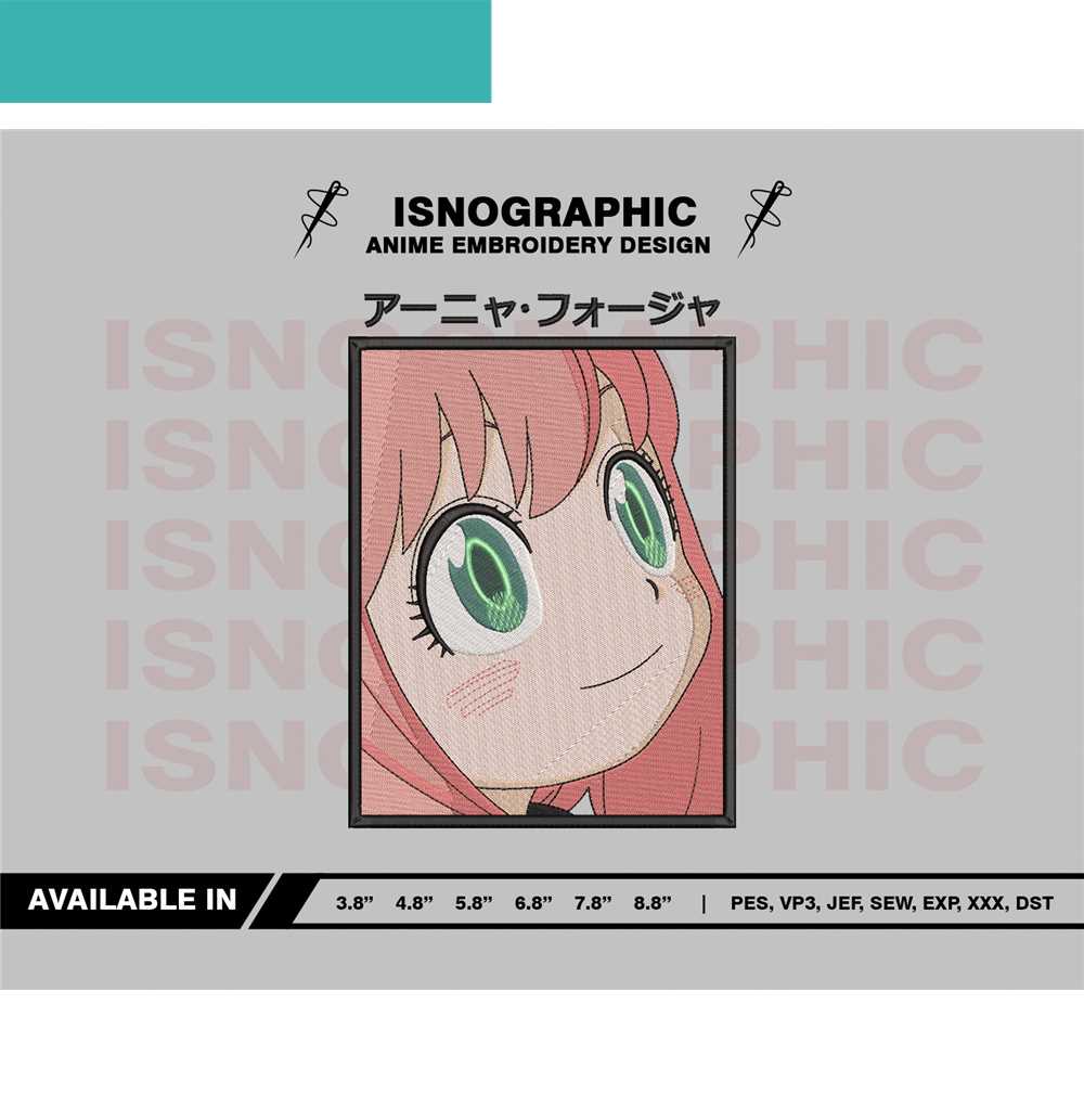 Anime Anya Forger Face Inspired Embroidery Design Files - Inspire Uplift