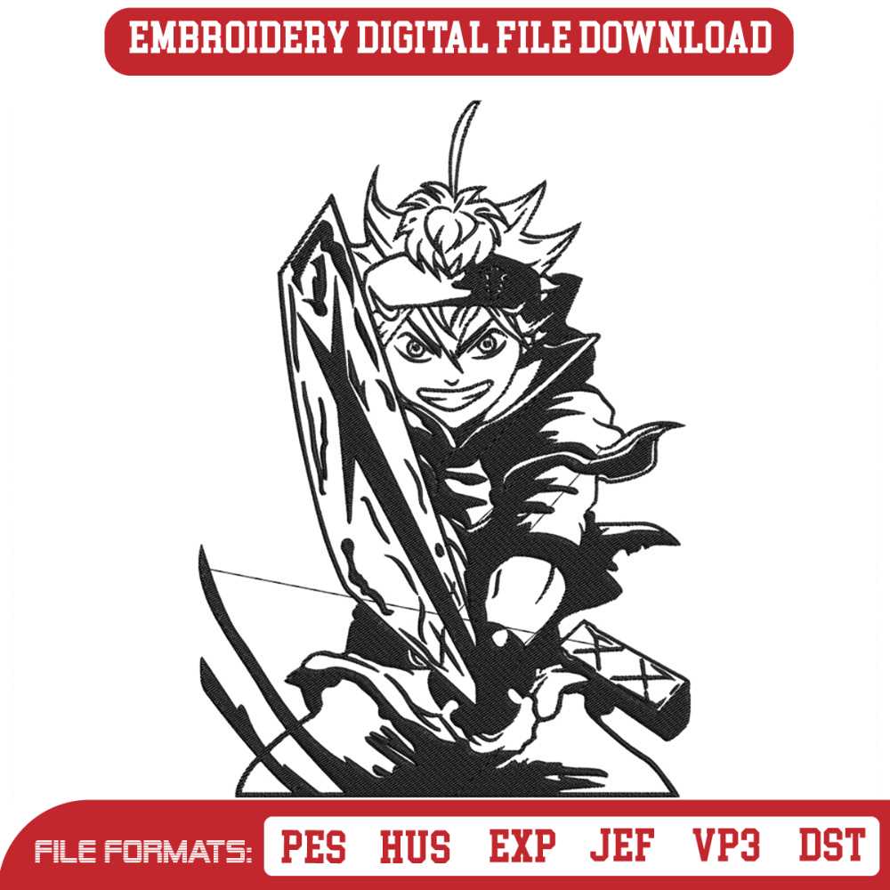 Asta Attack Embroidery Designs File, Black Clover Machine - Inspire Uplift