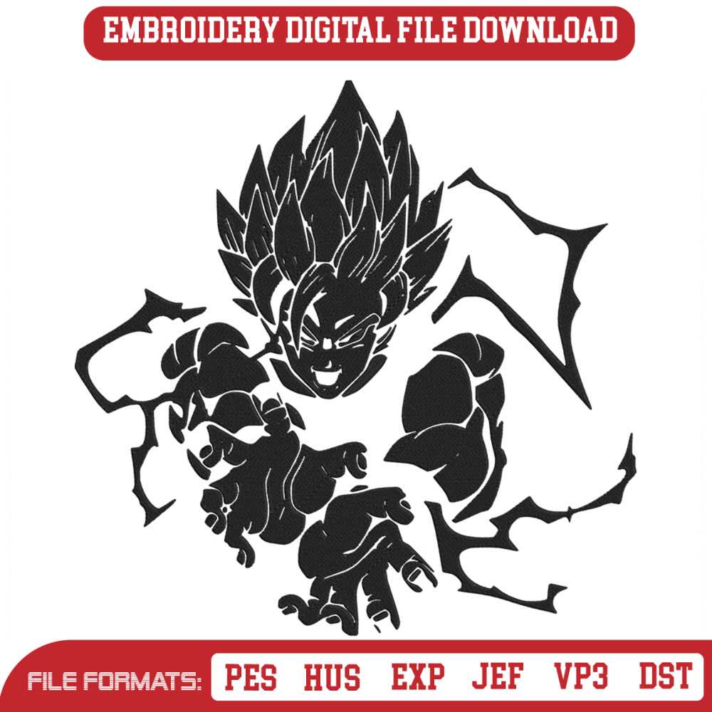 Goku Super Saiyan Attack Embroidery Designs File, Dragon Bal - Inspire ...