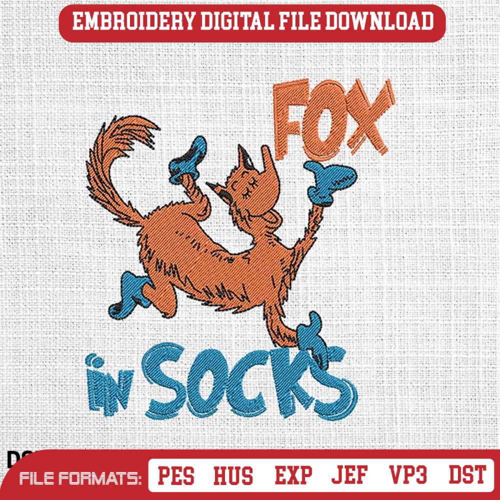 Fox In Socks embroidery designs, Fox embroidery pattern,Sock | Inspire ...